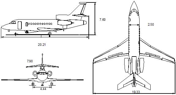 Dimensions du Falcon 900 MPA
